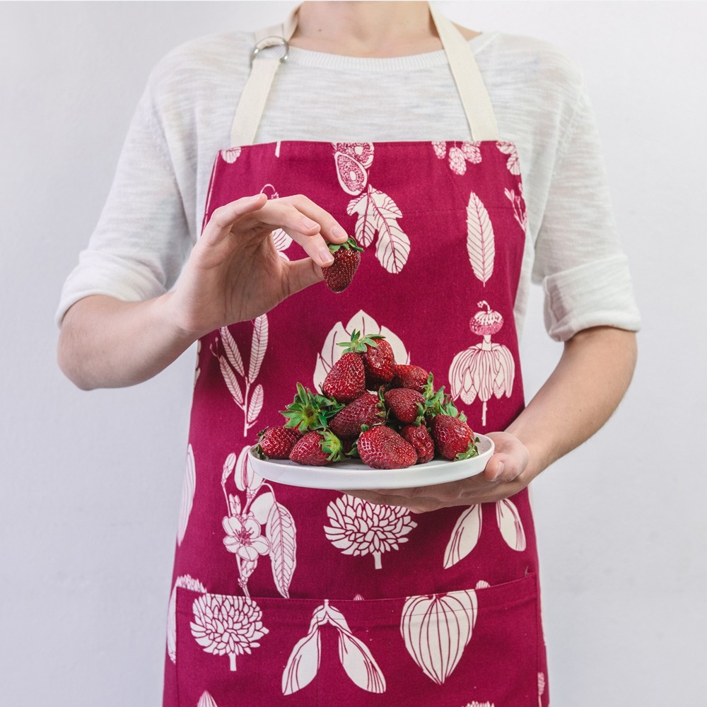 Botanical apron - leaf design with vibrant colours - Chalk & Moss