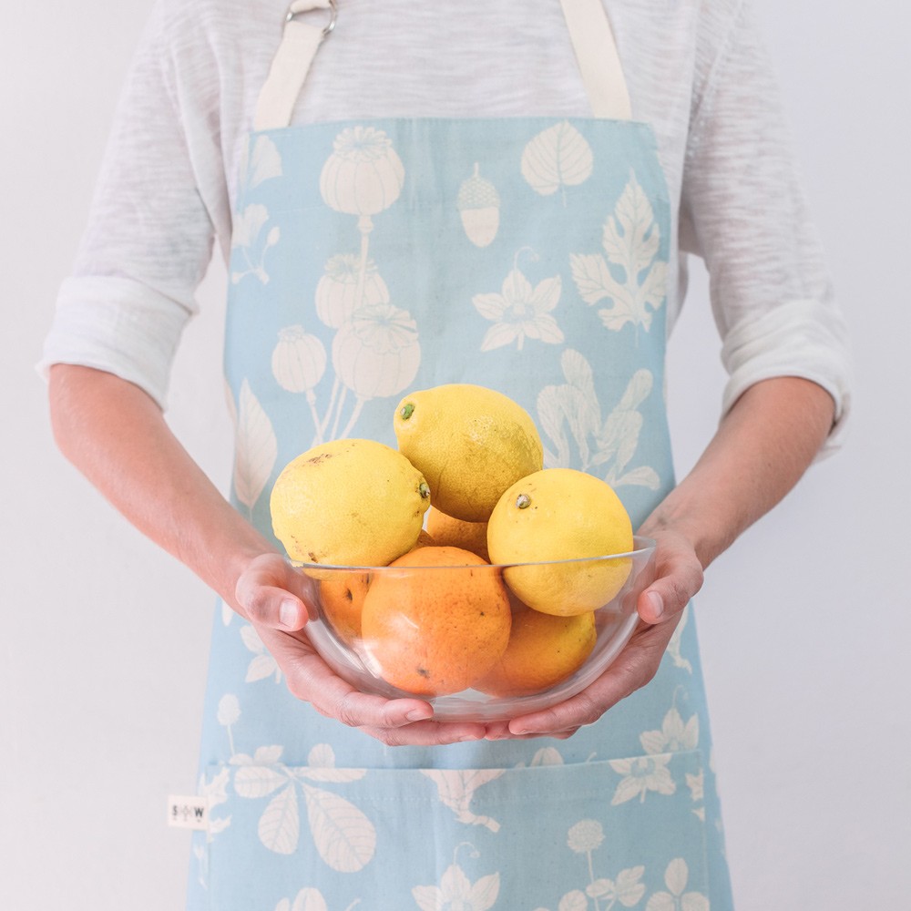 Botanical apron - leaf design with vibrant colours - Chalk & Moss